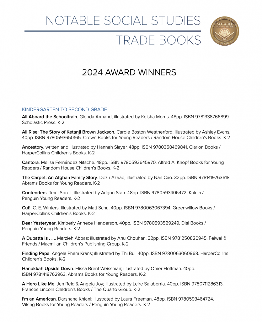 Notable Social Studies Trade Book Awards – Children's Book Council